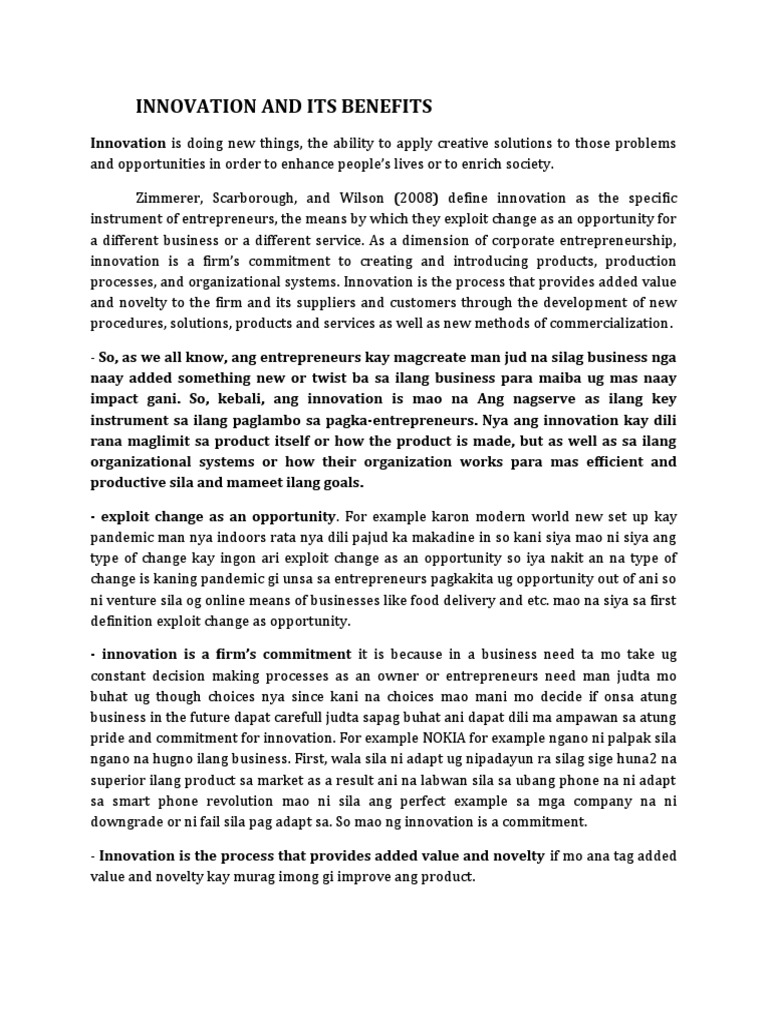 Entrep Report | PDF | Innovation | Entrepreneurship