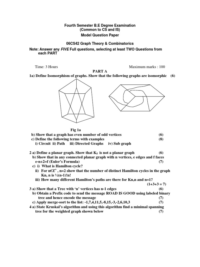 Graph Theory & Combinatorics Exam Paper | PDF | Discrete Mathematics ...