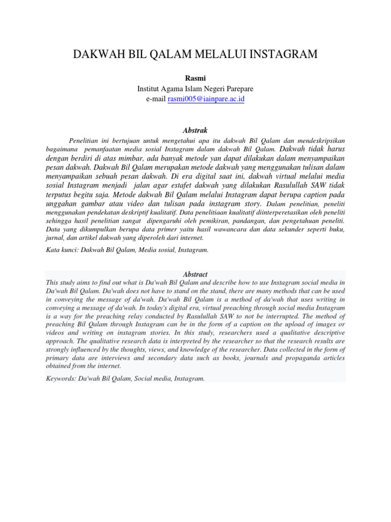 Dakwah Bil Qalam di Instagram | PDF