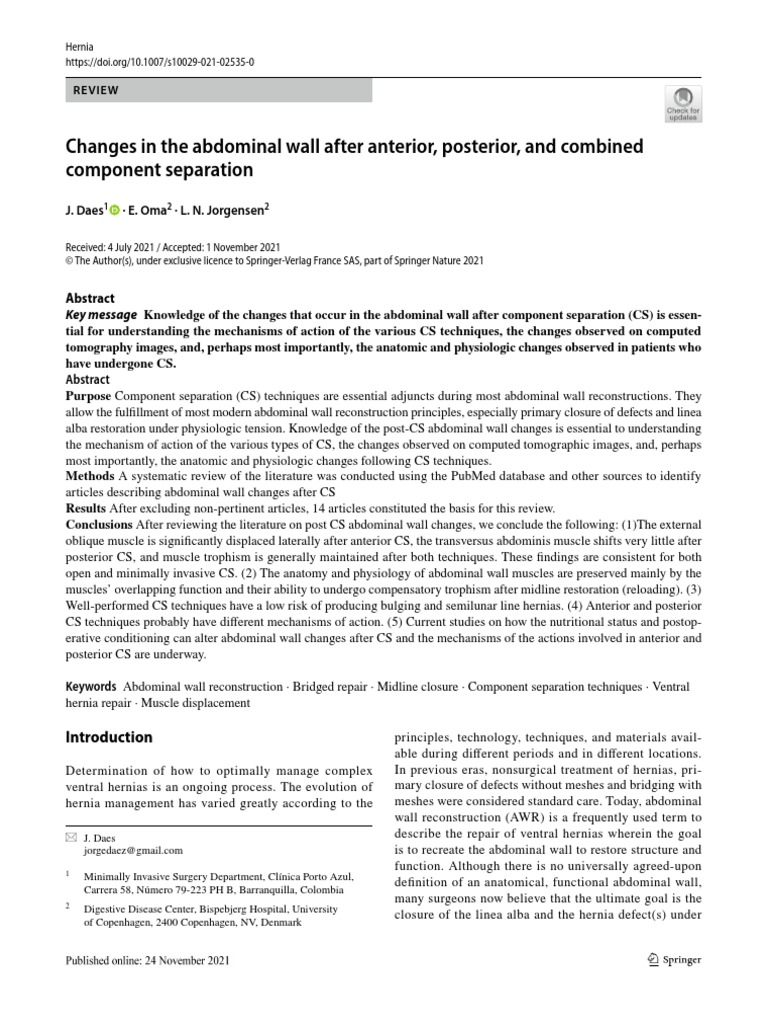 Changes in The Abdominal Wall After Anterior, Posterior, and Combined ...