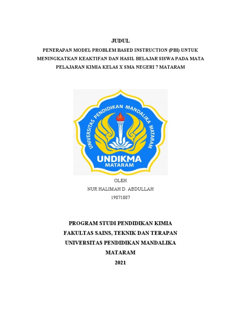 Proposal Nur H. D. Abdullah 19071007 | PDF