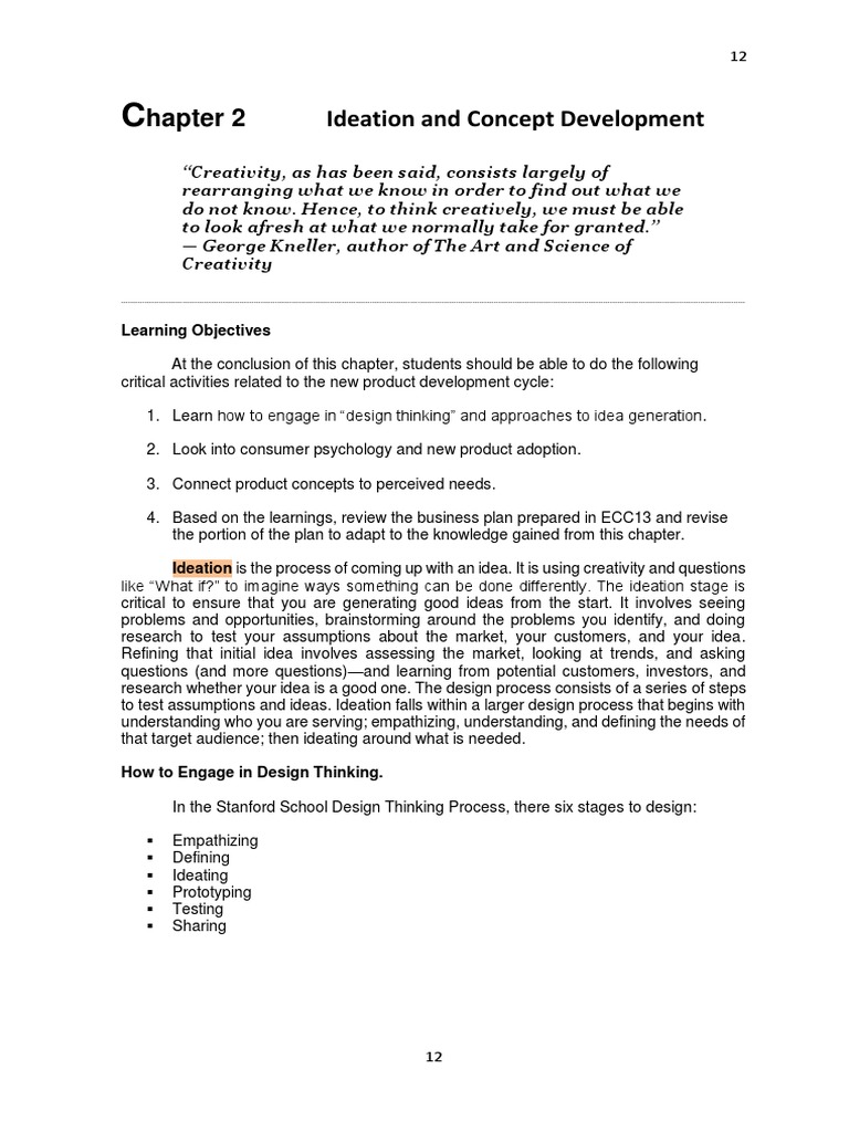Chapter 2 Ideation and Concept Development | PDF | Marketing | Design ...