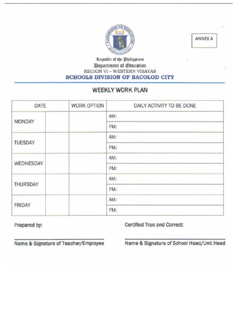 Work Week Plan | PDF