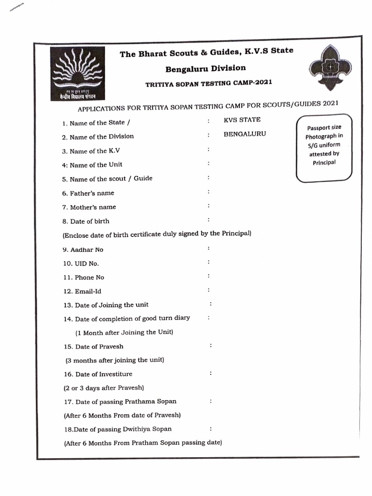 Form For Scouts and Guides | PDF | Scouting | Outdoor Recreation