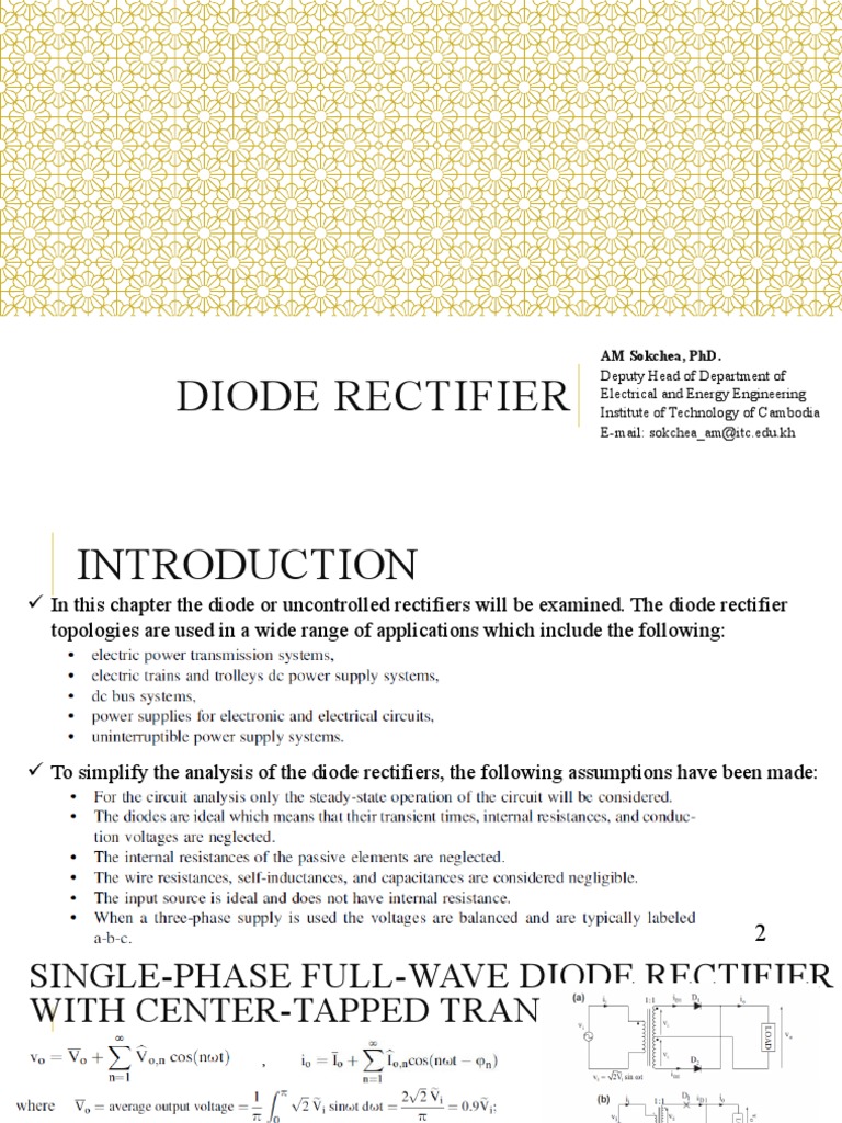 Diode Rectifier: Am Sokchea, PHD | Download Free PDF | Rectifier | Diode