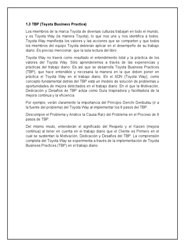 1.3 TBP (Toyota Business Practice) | PDF | Estereotipos | Percepción