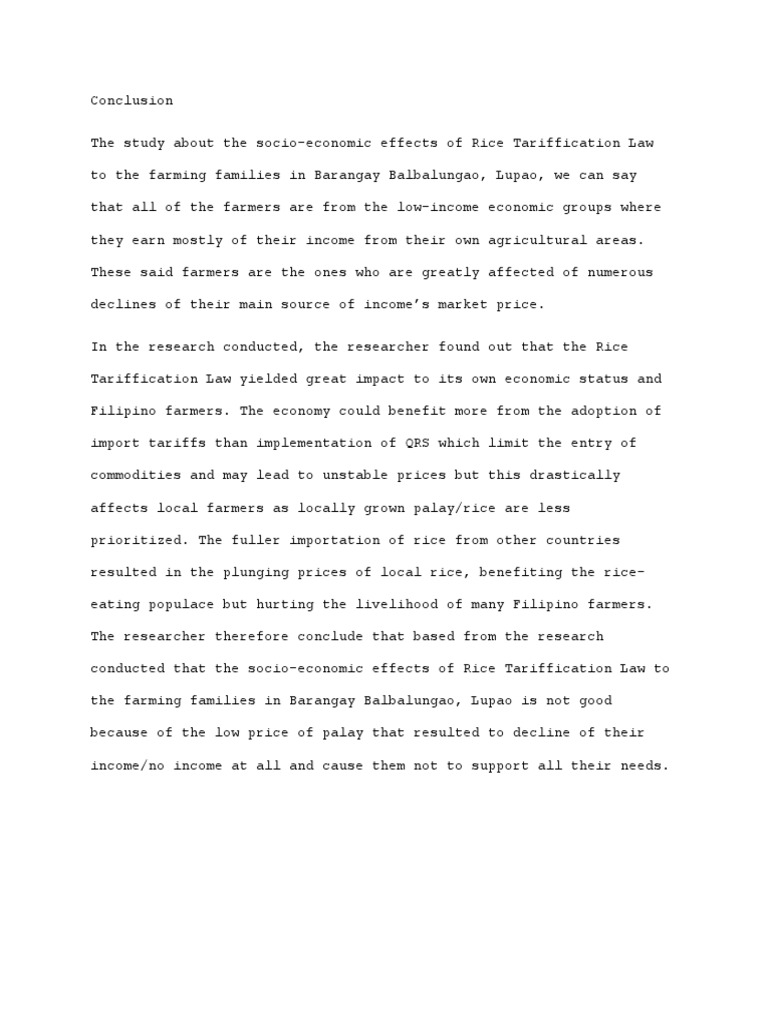 Conclusion and Recommendations | PDF | Rice | Questionnaire