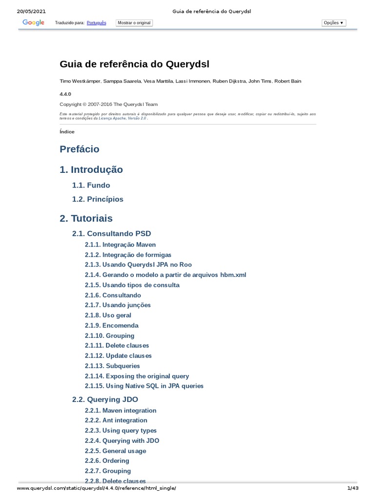 Guia de Referência Do Querydsl | PDF | Programas | Engenharia de Software