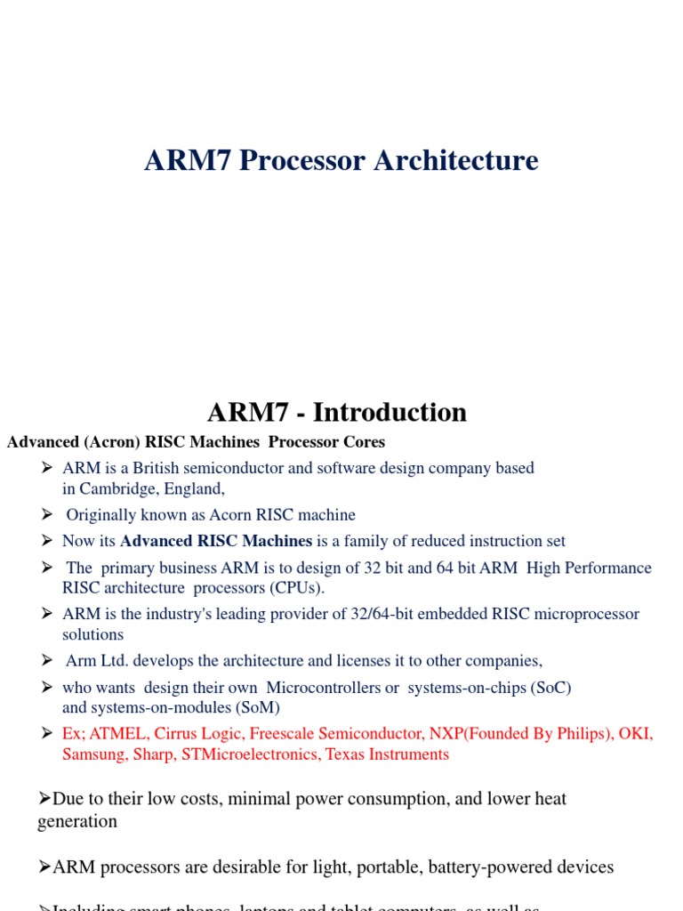 ARM Introduction | PDF | Arm Architecture | Central Processing Unit