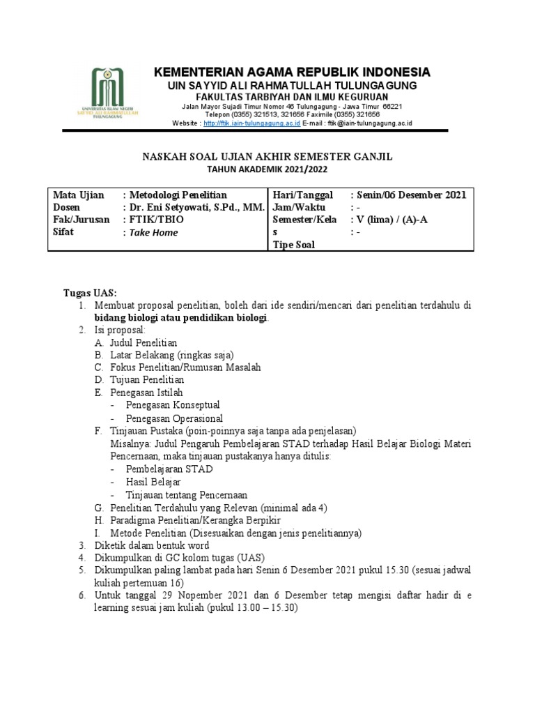 Uas Metpen Va Ganjil 2020-2021-1 | PDF