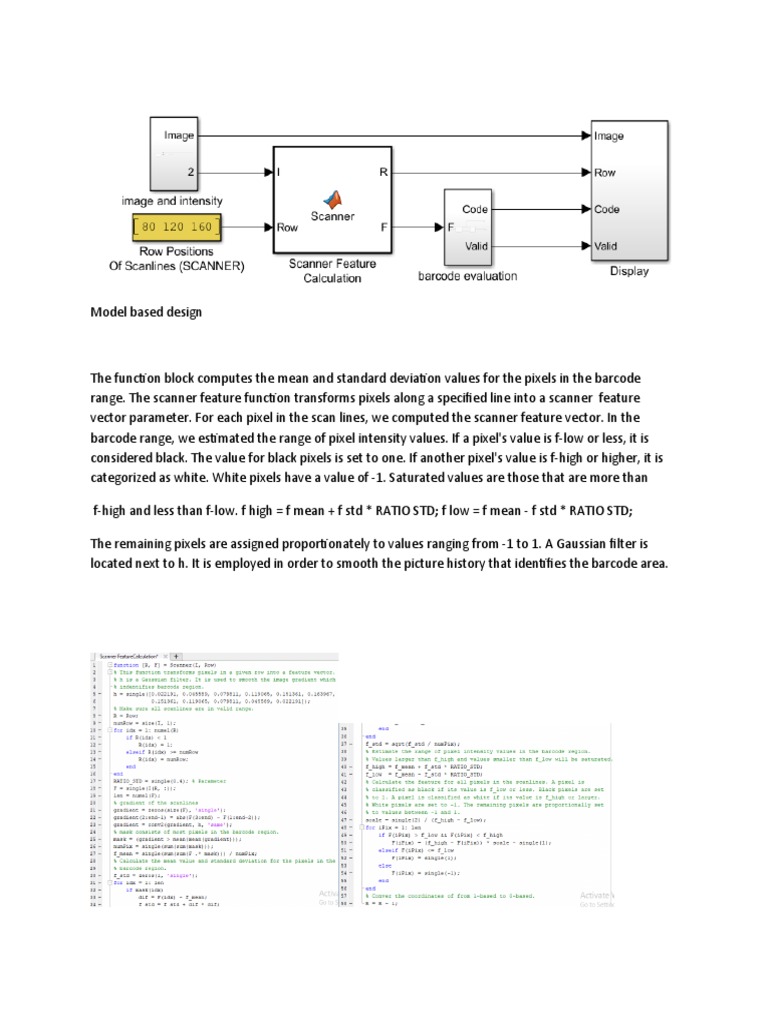 Model Based Design Of A Barcode Recognition System Using Image Processing And Matlab Functions