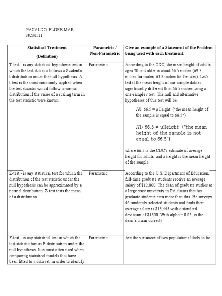 Statistical Treatment Definitions and Examples | PDF | Correlation And Dependence | Statistics