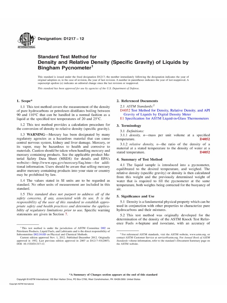 Astm D1217 | PDF