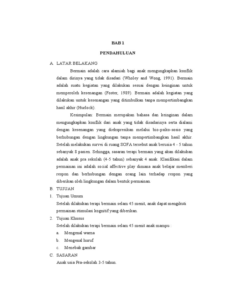 Sap Terapi Bermain | PDF | Kesehatan Holistik