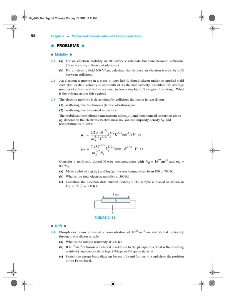 Problems: Mobility 2.1 | PDF | Doping (Semiconductor) | Semiconductors