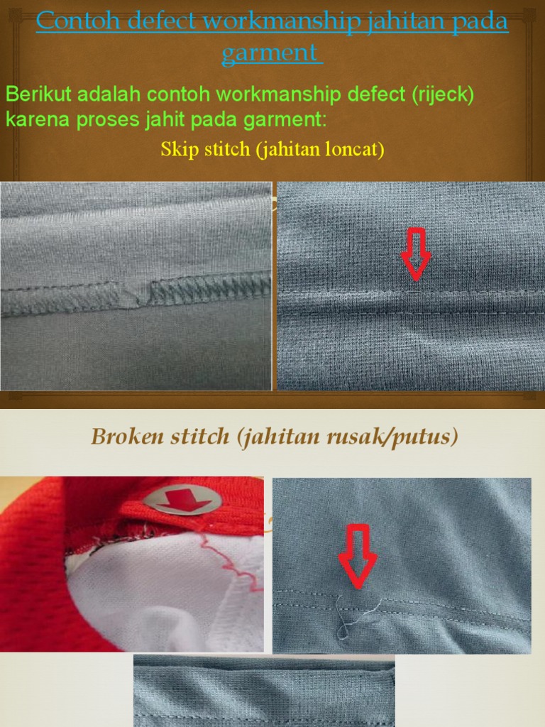 Defect Workmanship Jahitan Garment | PDF