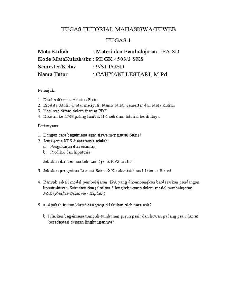 Tugas 1 Tuweb PGSD | PDF