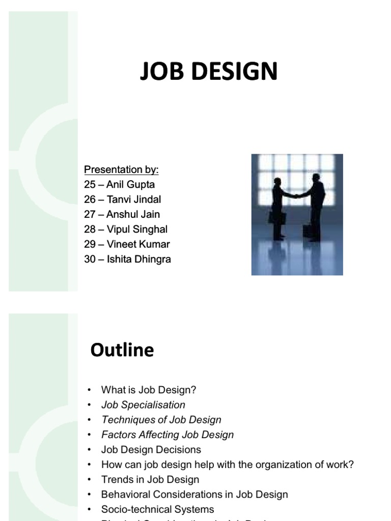 Job Design Final | PDF | Human Factors And Ergonomics | Employment