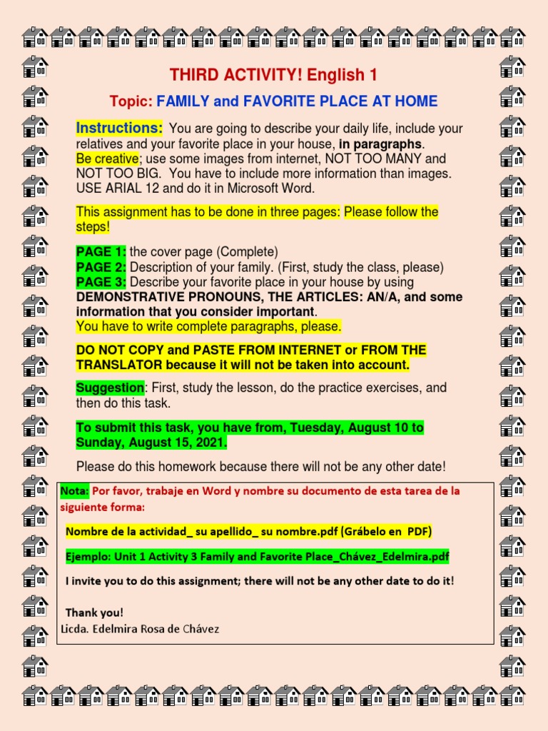 Family and Favorite Place Assignment | PDF | Career & Growth