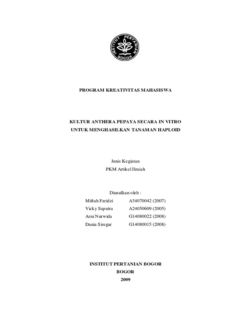 Kultur Anthera Pepaya In Vitro untuk Haploid | PDF