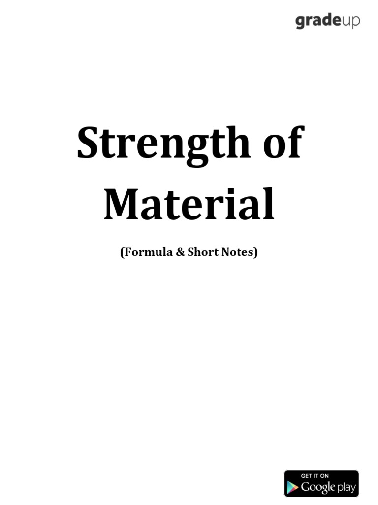 Strength of Materials Formulas Guide | PDF | Young's Modulus | Beam ...
