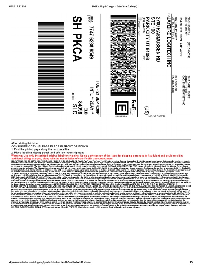 After Printing This Label: 1. Fold The Printed Page Along The ...