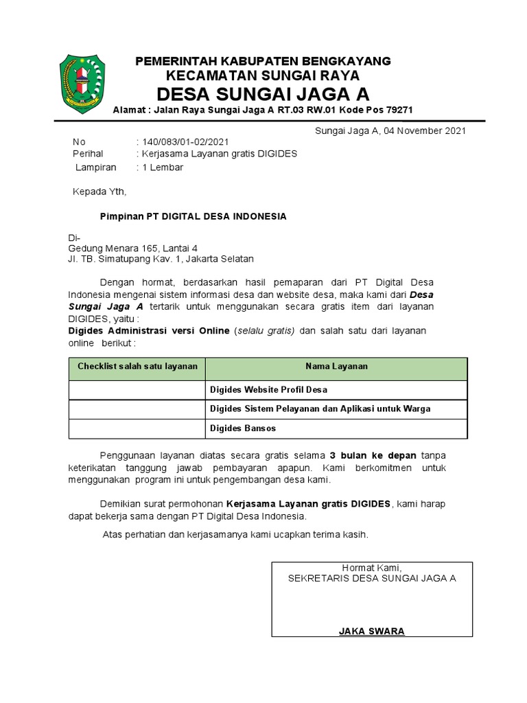 Surat Digital Desa Indonesia | PDF