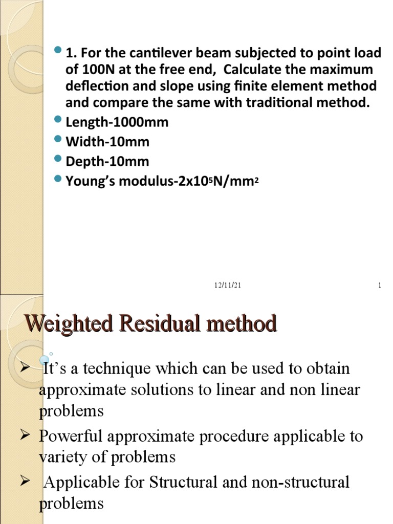 Weighted Residual Method | PDF