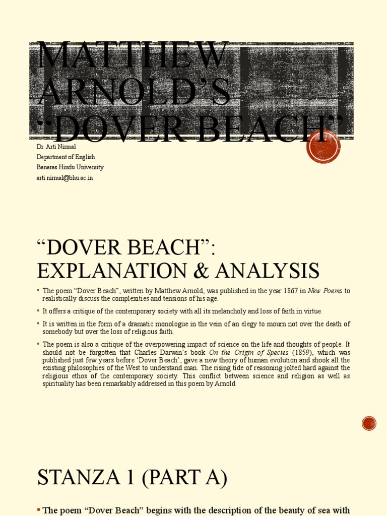 Matthew Arnolds Dover Beach Explanation | PDF | Poetry | Classics