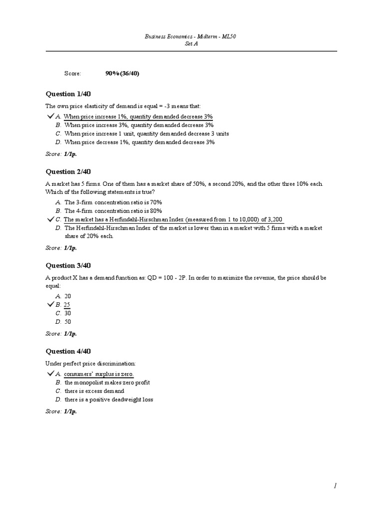 Economics Midterm: Auctions & Concentration | PDF | Demand | Perfect ...