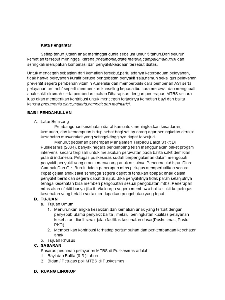 Pedoman Pelayanan MTBS | PDF