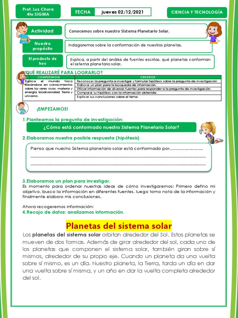 Actividades del Sistema Solar para Niños | PDF | Dom | Planetas