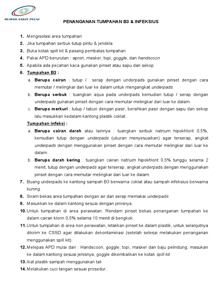Prosedur Penanganan Tumpahan B3 | PDF
