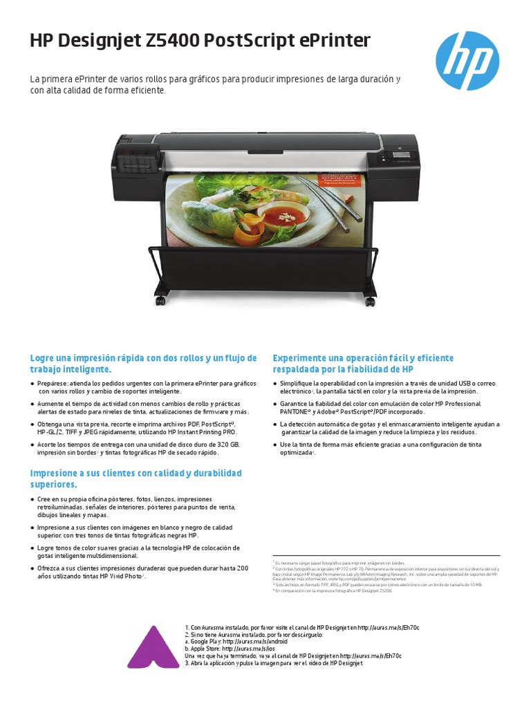 1.18 HP Designjet Z5400 PostScript Eprinter | PDF | Impresora ...