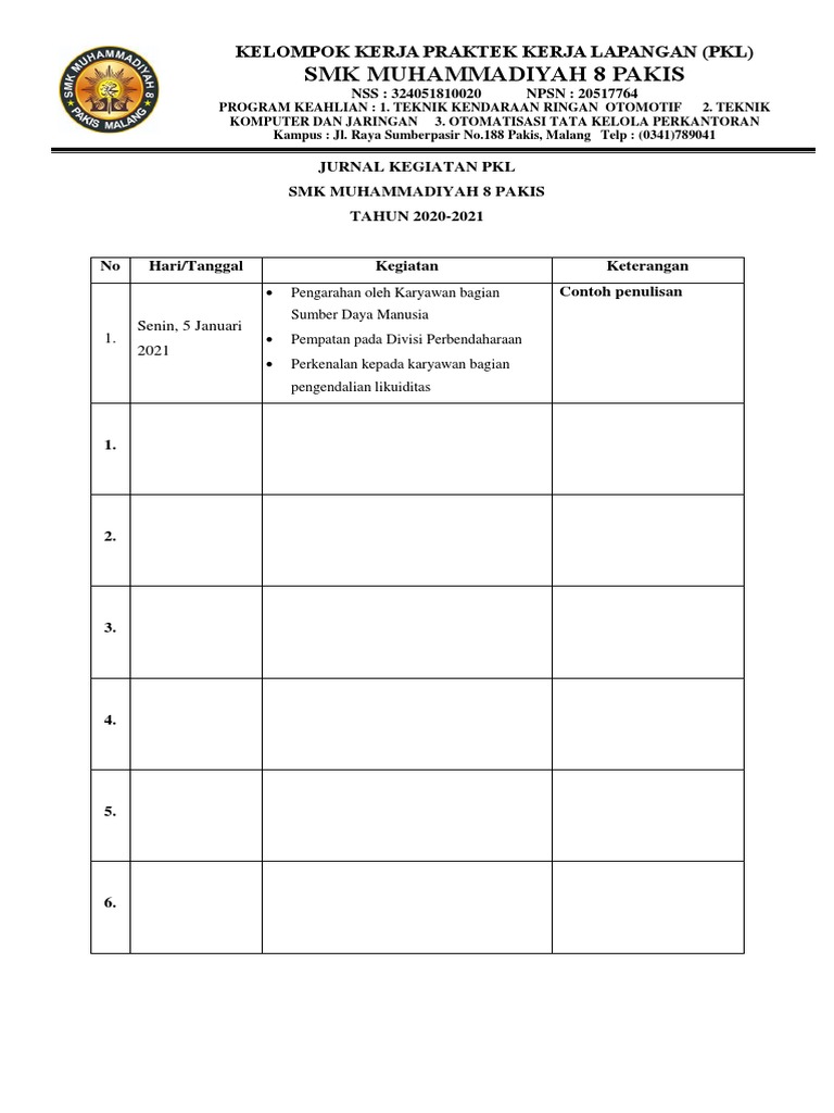Jurnal Kegiatan PKL Otkp | PDF