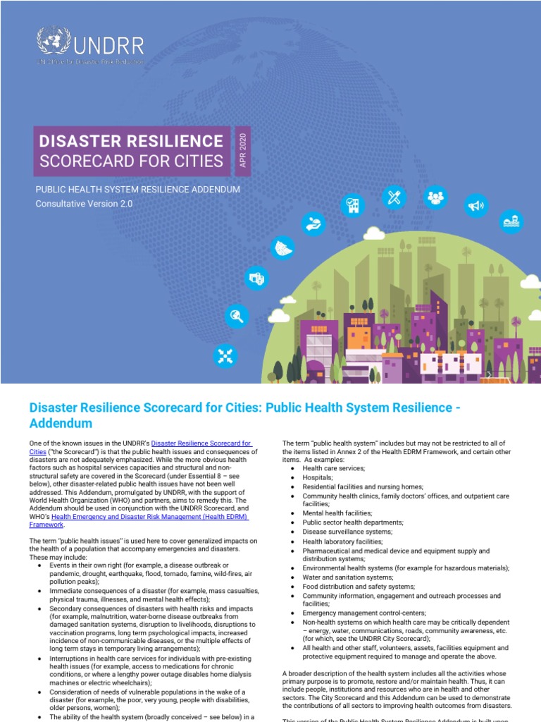 UNDRR - Public Health Scorecard Addendum v2.0 - English-Jan2021 | PDF ...