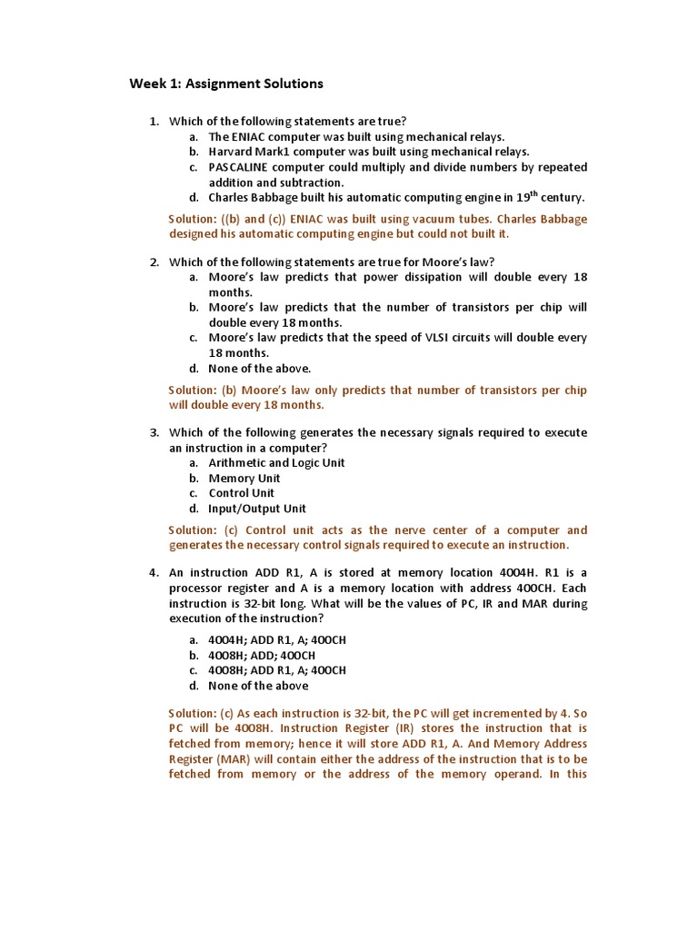 Assignment Solution Week1 | PDF