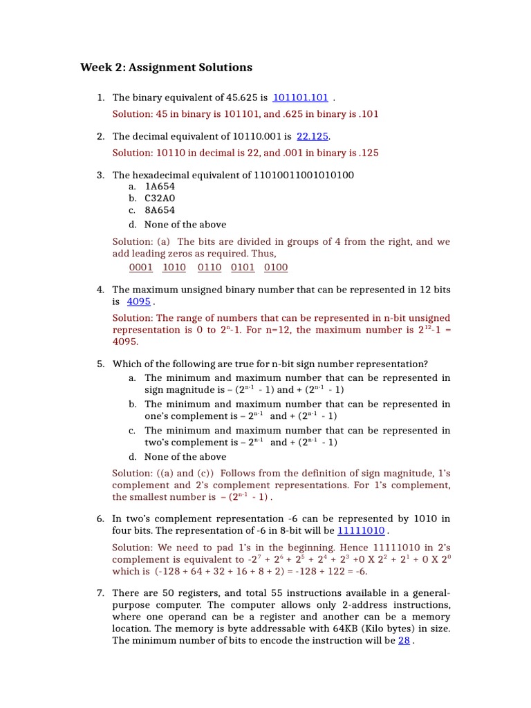 Assignment Solution Week2 Pdf Bit Computer Programming
