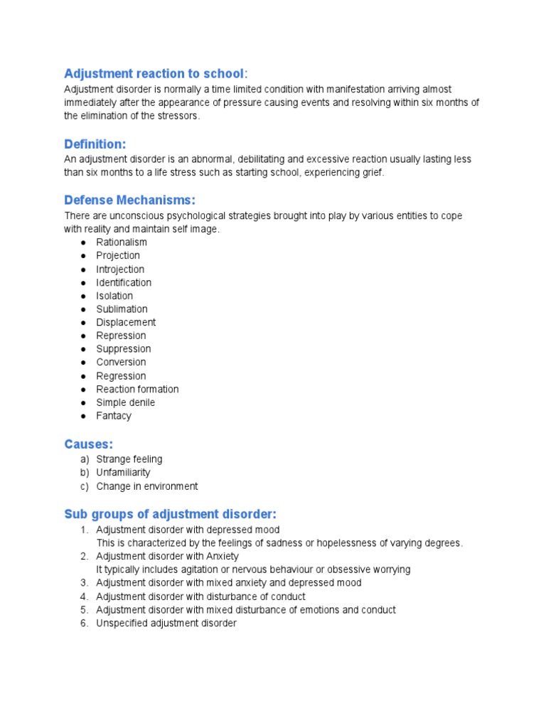 Adjustment Reaction To School | PDF | Intellectual Disability | Mental ...