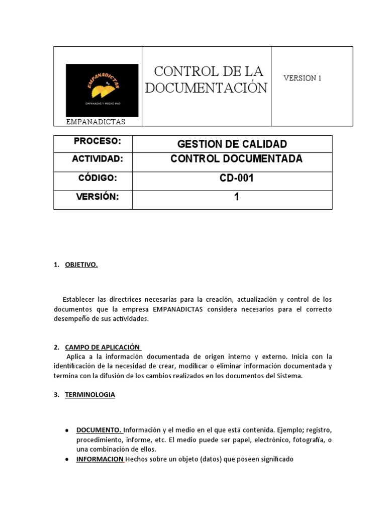 Control de La Documentacion | PDF | Calidad (comercial) | Archivo de ...