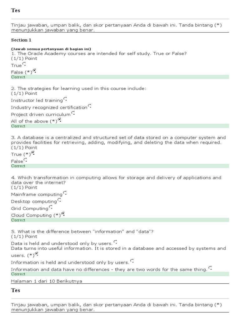 Section 1: Correct | PDF | Relational Database | Relational Model
