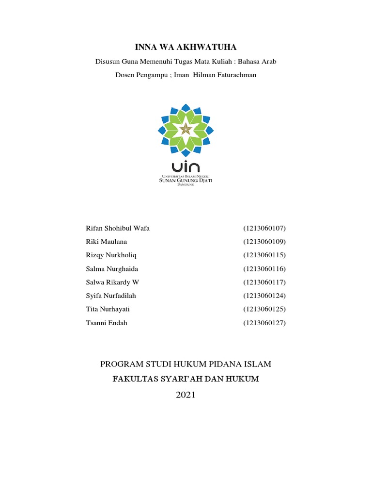 Inna Wa Akhwatuha | PDF | Seni & Disiplin Bahasa | Kajian Bahasa Asing