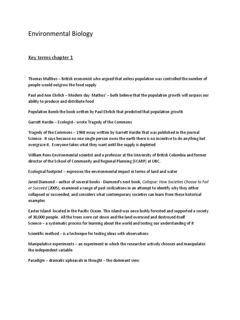 Environmental Biology: Key Terms Chapter 1 | PDF | Natural Selection ...
