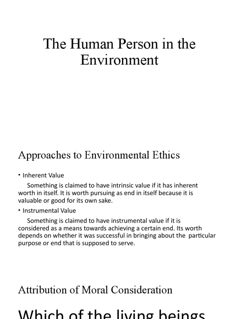 The Human Person in The Environment | PDF | Environmental Ethics ...