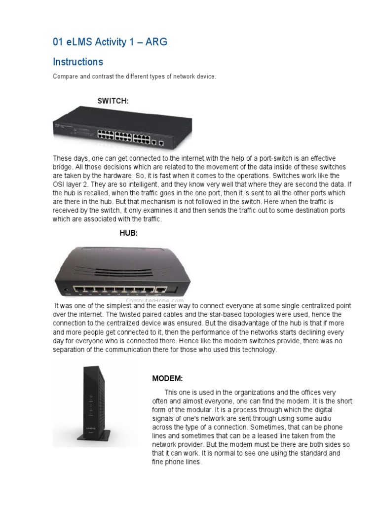 01 eLMS Activity 1 Network Technology | PDF | Network Switch | Computer ...