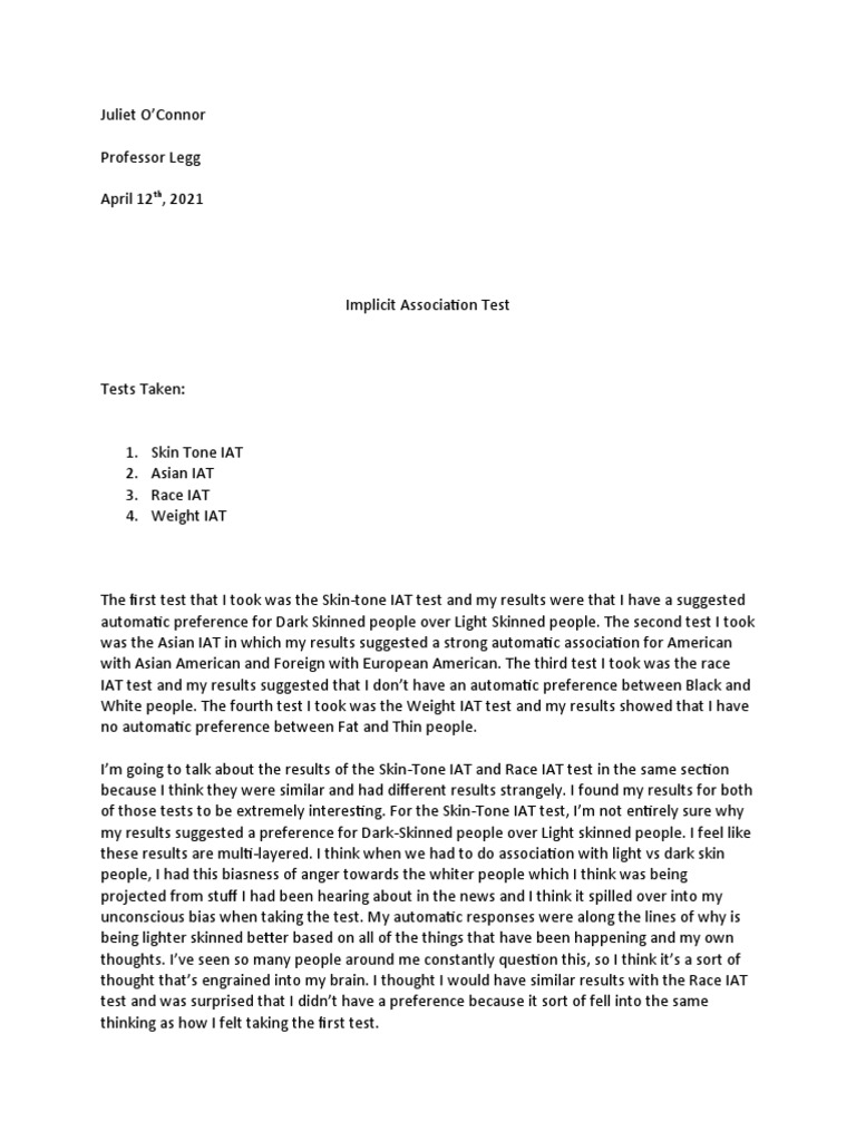 Chapter 7 Implicit Association Test Pdf Psychological Concepts Social Psychology 