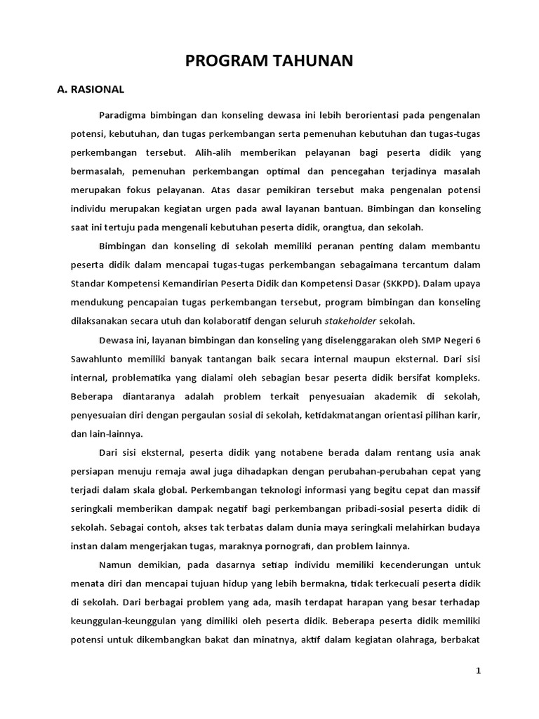 Program Layanan BK Kelas 9 | PDF