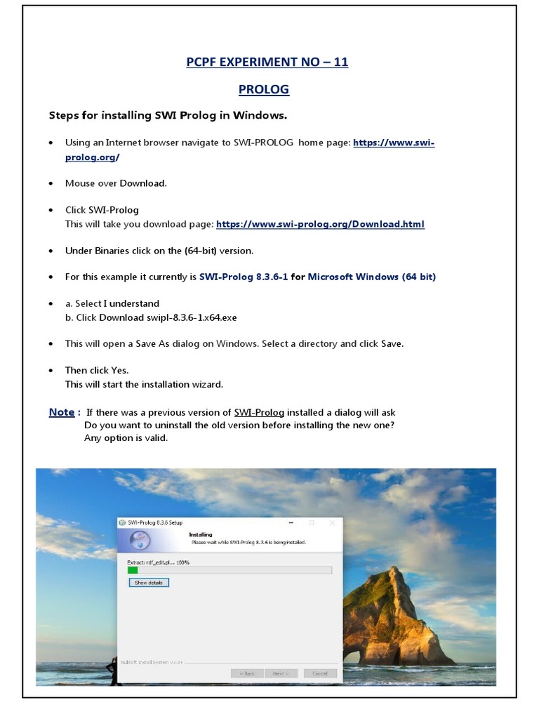 Pcpf Experiment No 11 Prolog Steps For Installing Swi Prolog In Windows Pdf Command Line