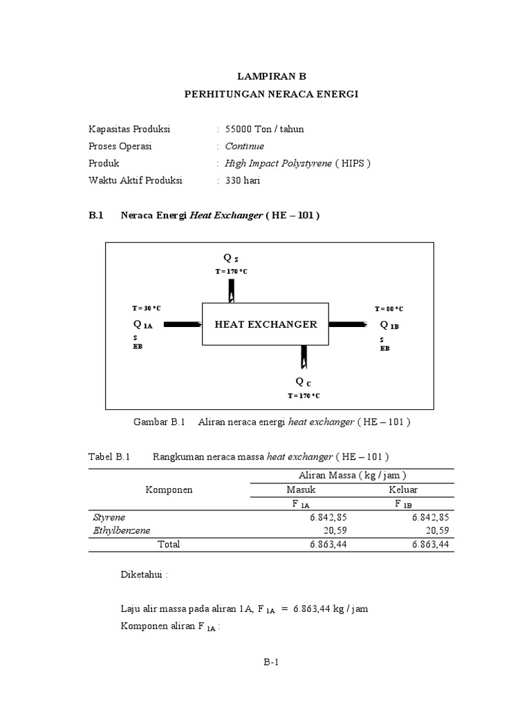 Lampiran B - Perhitungan Neraca Energi (6567) | PDF