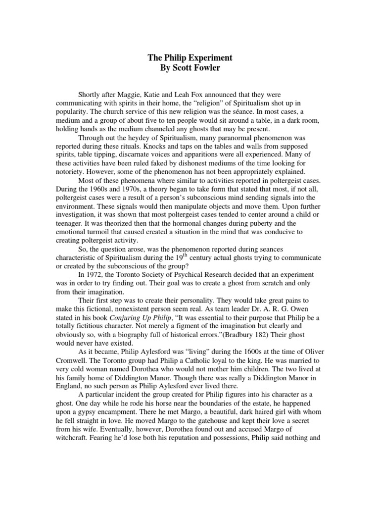 The Philip Experiment: How a Group of Researchers Successfully Created ...